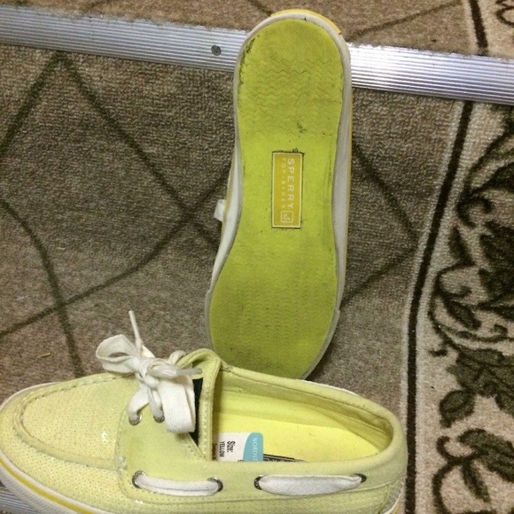 Sperry | Shoes | Sperry Topsider 5 Yellow Sequin Boat Shoe | Poshmark